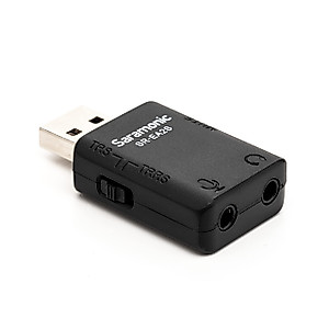 Saramonic USB Audio Interface with 3.5mm Microphone Input for TRS or TRRS Mics, 3.5mm Headphone Out and Mute Button for Computers and More (SR-EA2S)