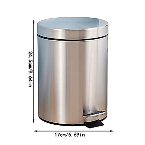 3 L Household Pedal Operated Covered Stainless Steel Mini Trash Can with Removable Inner Bucket, Closable Lid, Foot Pedal for Kitchen Bathroom Kitchen Office