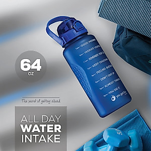 YOU GOT THIS LIVING Motivational Water Bottle with Time Marker,Half Gallon Water bottle with Straw 64 oz/2.2L Gym Water Bottle, Achieve All-Day Hydration SpillProof, BPA FREE
