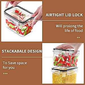 PRAKI 16PCS Airtight Food Storage Containers and 10PCS Large Flour and Sugar Containers