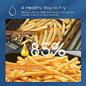 Taylor Swoden 8-in-1 Air Fryer, 4.5 Quart Electric Hot Air Fryer with Digital Touch Screen, Nonstick Basket Oilless Cooker, Timer & Temperature Control Airfryer, Auto Shut-Off, 1400W, Blue