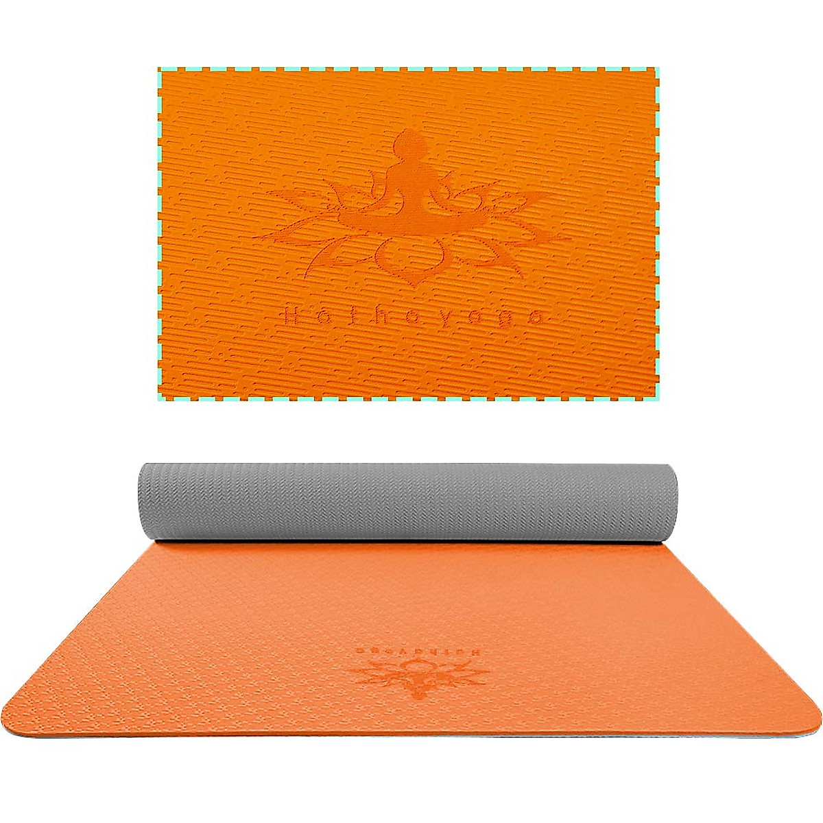Hatha Yoga Large TPE Yoga Mat - 72"x 32" x 1/4 inch -Eco Friendly SGS Certified -Non Slip Bolster with Carrying Bag for Home Gym, Pilates & Floor Outdoor Exercises (Orange/Grey)