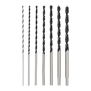 COMOWARE Extra Long Brad Point Drill Bit Set - 300mm Carbon Steel Wood Drill Bit Set for Hardwood, Plywood, Plastic, Aluminum, 7Pcs | 1/8'', 3/16'', 1/4'', 5/16'', 3/8'', 7/16'', 1/2'' (7 Pcs)