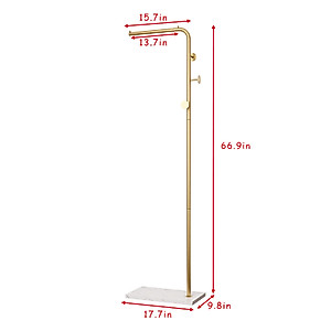 DR.IRON Modern Gold Coat Racks Freestanding Hall Coat Tree,Hat Racks with Marble Base & Coat Hanger with Umbrella for Entryway Hallway, Office or Bedroom