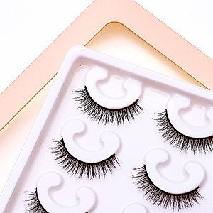 Short Eyelashes Natural Look 6D Wispy Mink Lashes 10 Pairs 100% Handmake Reusable Fake Eyelashe (Short-Natural_10pairs)