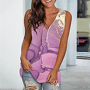 Tank Tops Women Generic 2023 Orange and Black Shirts for Summer Womens Denim Top Women Shirts Business Casual Camisole Tank Top Floral Print Short Sleeve Tops（8-Purple,Large）