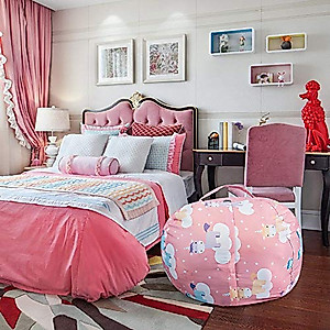 STTIAO Stuffed Storage Bean Bag Chair for Kids, Animal Beanbag Cover with Carrying Handle-Toy Storage Plush Organizer for Toddler Stuffed Seat (Unicorn, 38'')