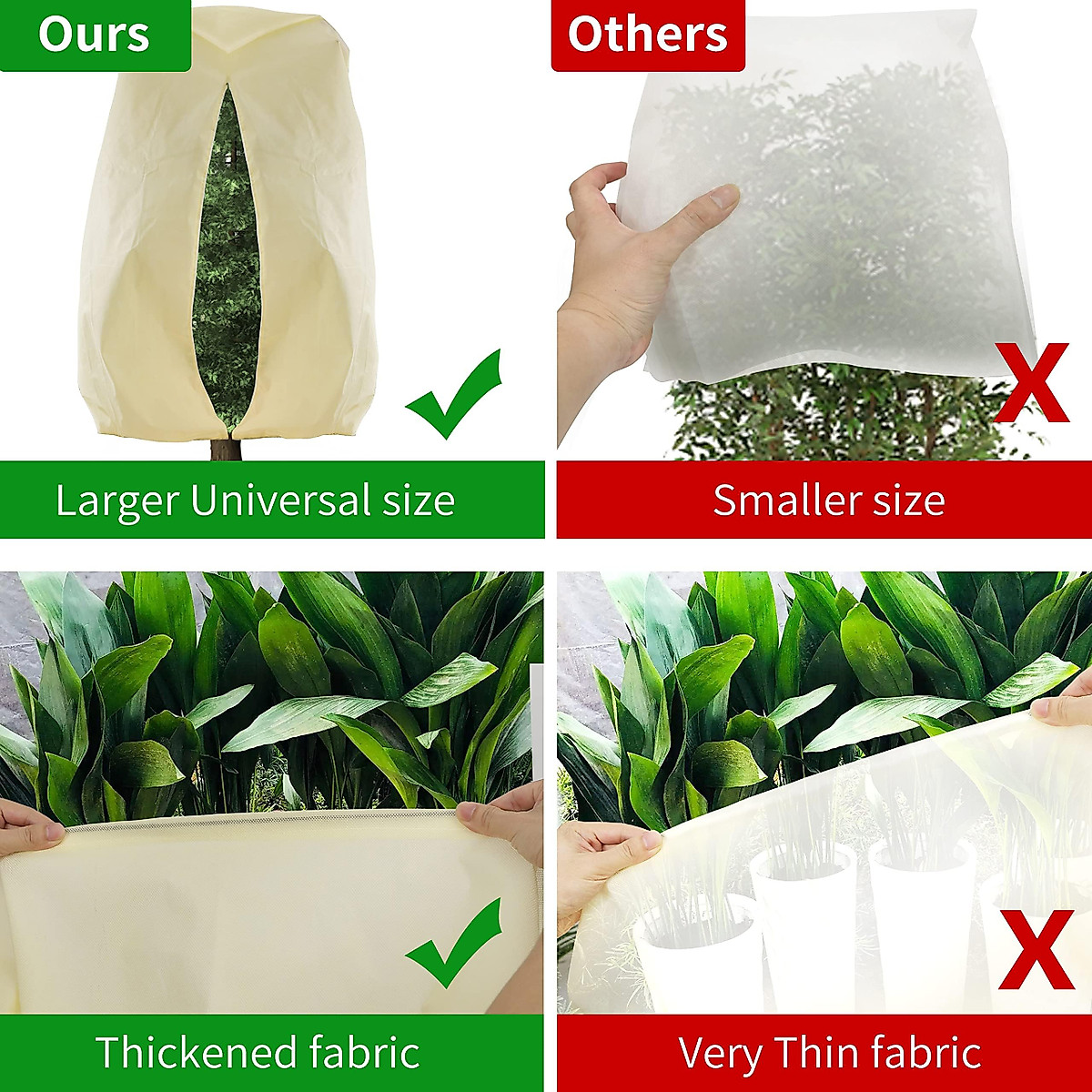 85”(W)x95”(H) Plant Covers Freeze Protection, 2.8oz/yd² Winter Frost Covers for Outdoor Plants,1 Pcs Extra Large Tree covers with Zipper Drawstring, Protect Plants from Cold, Frost, Wind, and Pests