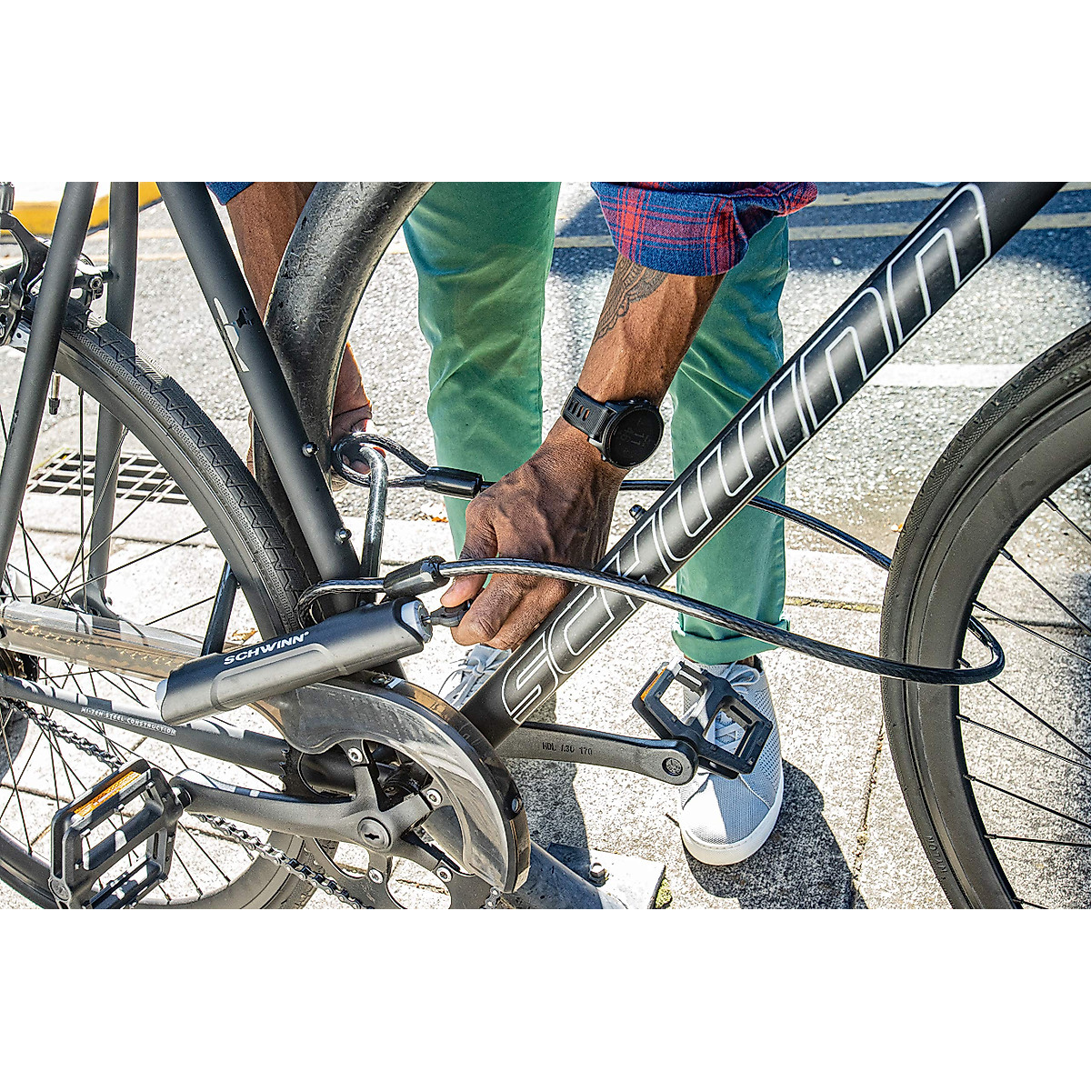 Schwinn Bike Max U-Lock with Double Crimped Cable, 2 Keys Included, 4 feet x 10mm Anti Theft Bicycle Lock, Security Level 5