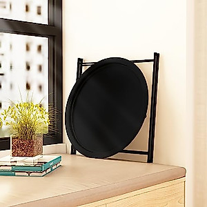FSTAR Small Round Side End Table, Small Round Nightstand, Portable Folding Metal Accent Table Next to Couches/Sofas, or Against a Wall (Black, 1PCS)