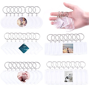 Swpeet 40Pcs Pendant Picture Frame Keyrings, Make Your Own Keyring Kit, Central Pendant for Kids To Assemble And Attach To Key Rings And Bags