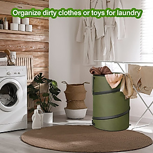 Sprinia 2-Pack 30 Gallon Collapsible Pop-Up Trash Can for Camping, RV - Waste Yard Bag for Gardening Lawn/Leaf - 30 Gallon Each Bag, Green