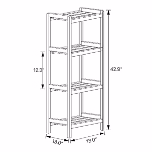 MoNiBloom Bamboo Bookcase 4 Tier Corner Standing Storage Bookshelf Kids Open Shelf Organizer Display Rack Table for Bathroom Bedroom Office, Natural