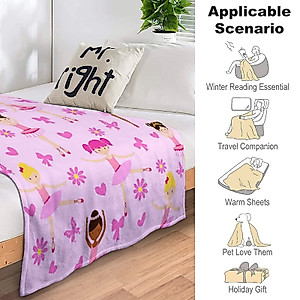 Cute Girl Ballerina Blanket Super Soft Warm Flannel Throw Blankets Dance Blankets for Sofa Couch Bed Decoration Girls Adult All Season Gifts 50"x40"