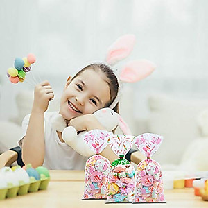 STEFORD Easter Clear Cellophane Bags,120PCS Clear Candy Cookie Treat Bags for Easter Supplies