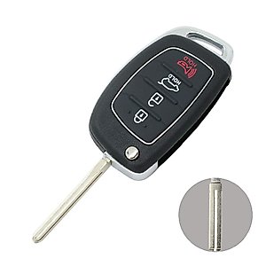 SEGADEN Replacement Key Shell Compatible with Hyundai Santa Fe ix45 4 Button Keyless Entry Remote Flip Key Case Fob PG180D