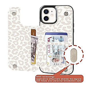 uCOLOR for iPhone 11 Wallet Case with Card Holder-PU Leather Folio Flip Cover Kickstand Card Slots Double Magnetic Clasp RFID Blocking Compatible with iPhone 11 6.1" (Leopard)
