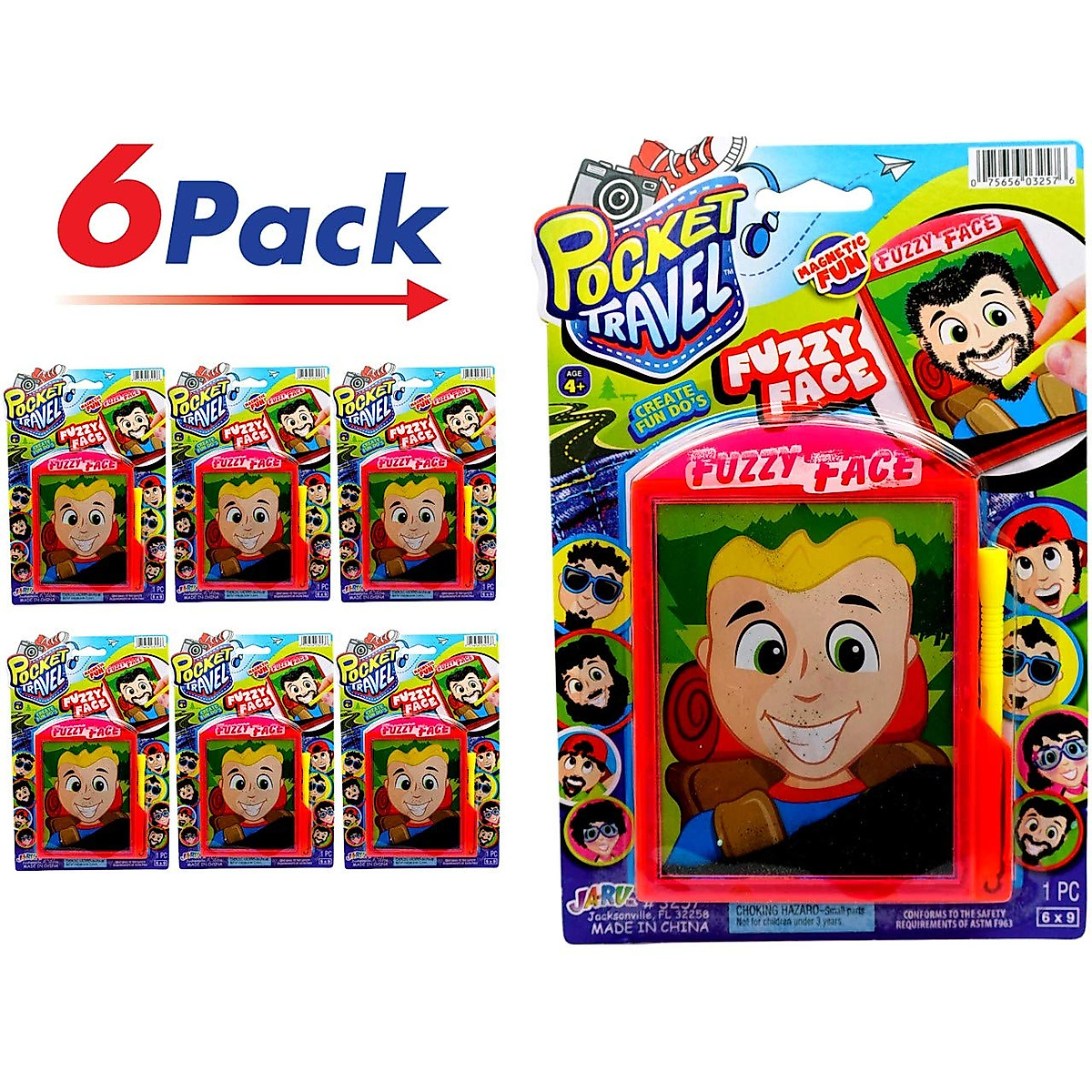 JA-RU Magnetic Face Toy (6 Units) Funny Beard, Hair & Fuzzy Face Magnetic Toy. Hand Held Road Trip Games. Retro Toys for Kids. Christmas Stocking Stuffers. 3257-6