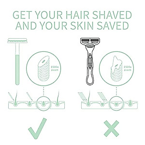 Bambaw Women Safety Razor with 5 Double Edge Safety Razor Blades, Metal Double Edge Razor, Eco Friendly Razor, Reusable & Plastic Free – Mint Green