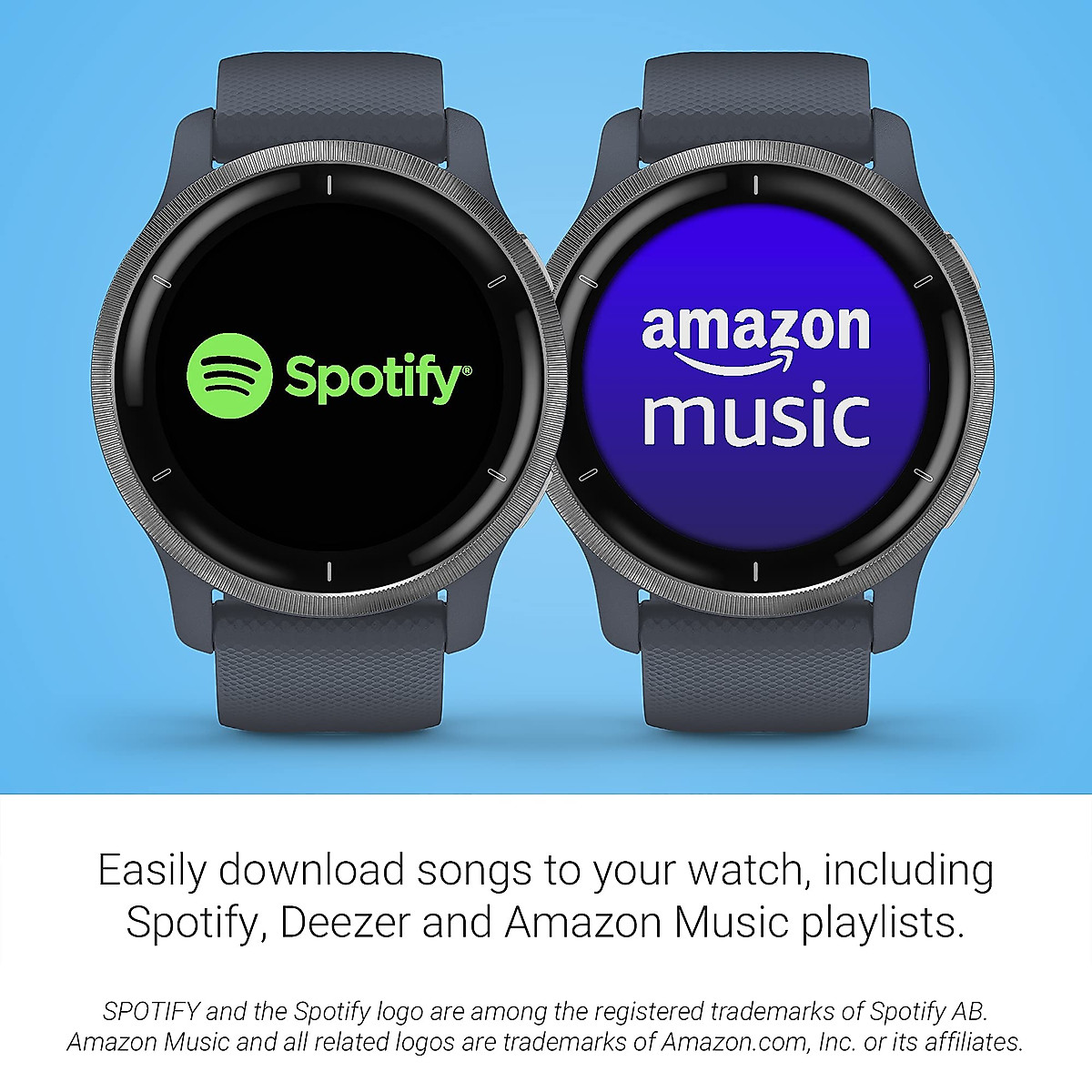 Garmin Venu 2, GPS Smartwatch with Advanced Health Monitoring and Fitness Features, Silver Bezel with GraniteBlue Case and Silicone Band (Renewed)