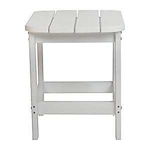 Flash Furniture Charlestown Poly Resin Adirondack Side Table - White - All-Weather - Indoor/Outdoor