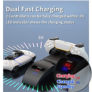 3 IN 1 PS5 Stand with 3 Cooling Fans and Dual Fast Controller Charging Station with LED indicator Extra USB Port and Headset Holder Upgraded Quiet Cooler Fan for Playstation 5 Console PS5 Accessories