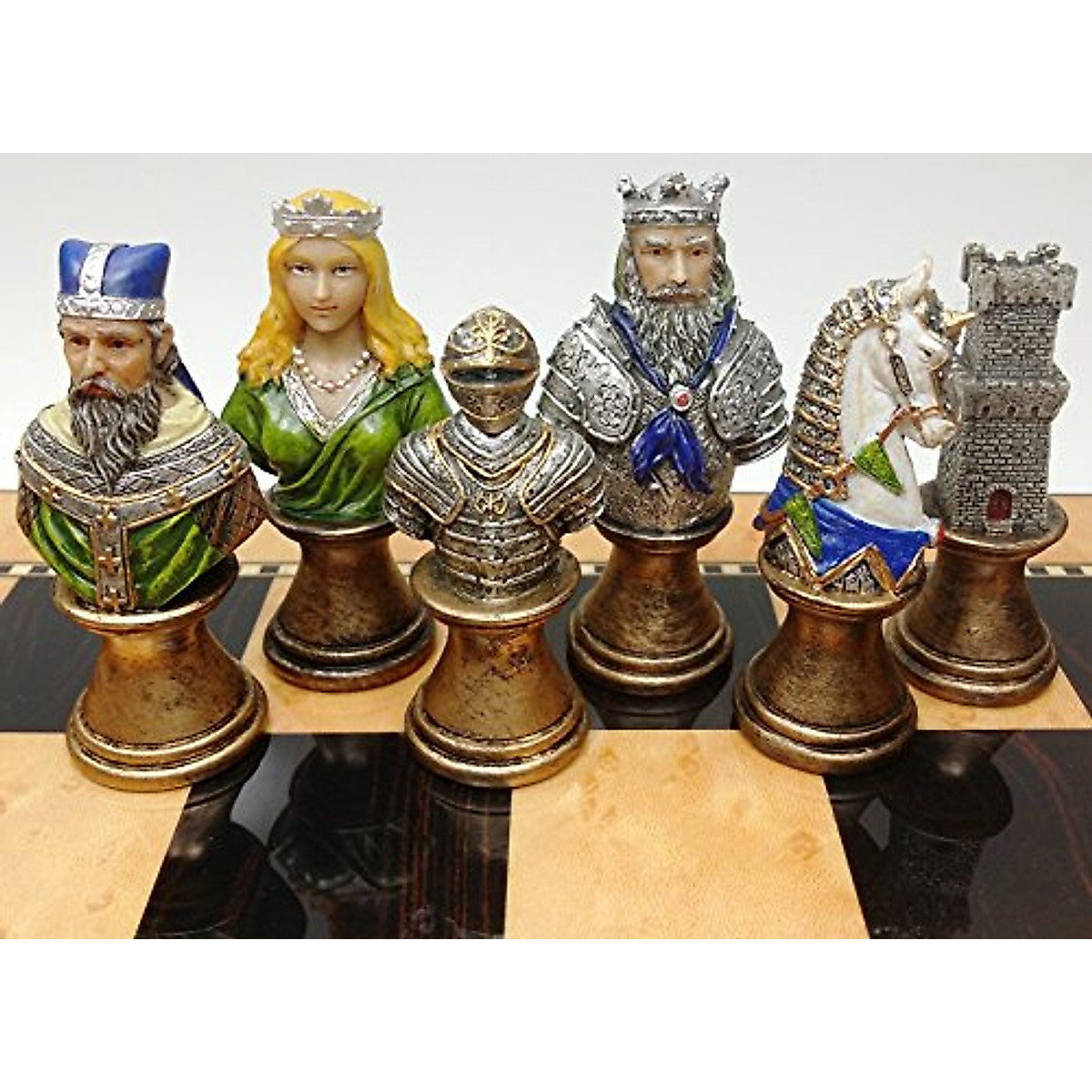 Medieval Times Crusades RED & Green Busts Set of Chess Men Pieces Hand Painted