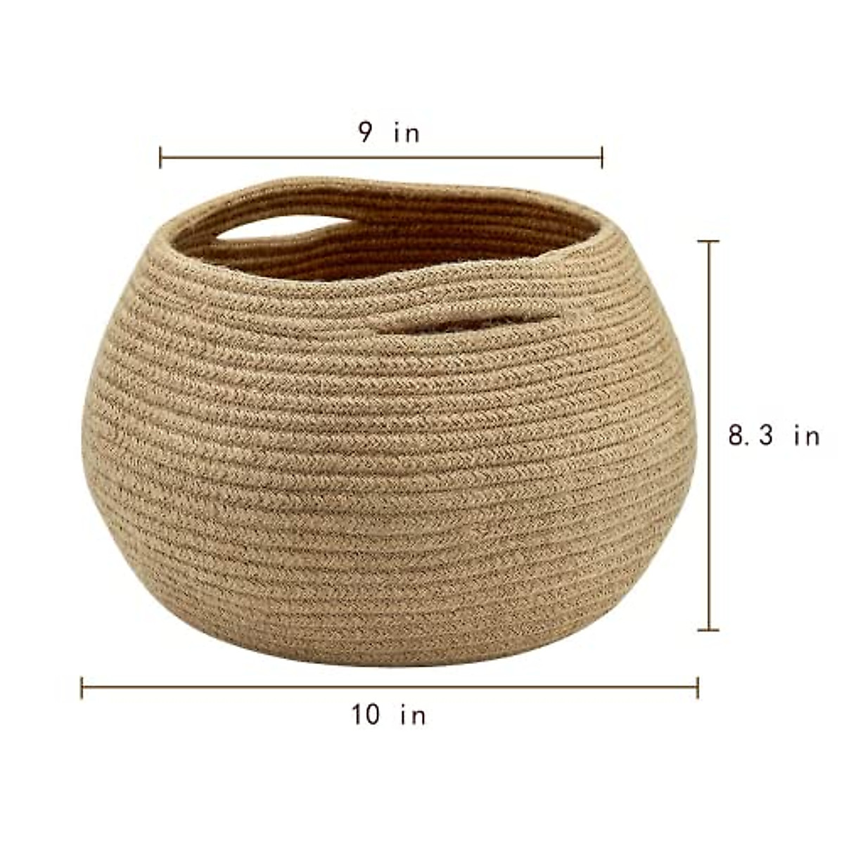 Goodpick Cute Round Basket - Cotton Rope Jute Baskets in Living Room Woven Towel Basket Bedroom Storage Bakset for Children Corner Plant Basket Indoor, Jute, 10"D x 8.3"H