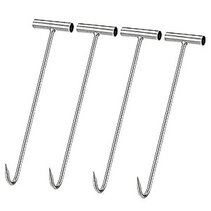 uxcell 15.35inch T-Handle Meat Boning Hook, Galvanized T Hooks for Kitchen Butcher Shop Restaurant 4Pcs