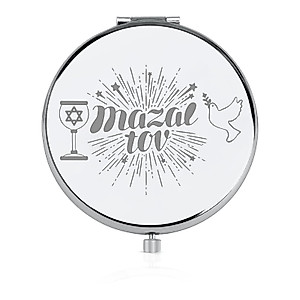 FEELMEM Bat Mitzvah Gift Mazel Tov Jewish Congratulations Good Luck Makeup Mirror BFF Adult Ceremony Gift
