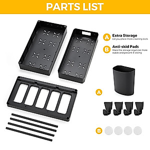 Under Sink Organizers and Storage, 2 Tier Pull Out Cabinet Organizer, Kitchen Cabinet Organizer Bathroom Sink Organizer with Hooks, Cabinet Organizers and Storage for Bathroom, White & Black, 2 Pack