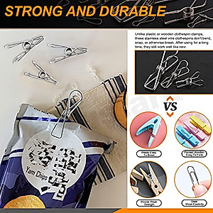 Rustark 145Pcs Stainless Steel Clothespin Clips with Spring Hooks Assortment Kit Heavy Duty Multipurpose Metal Wire Utility Clips Windproof Clothes Pegs for Outdoor Clothesline Home Kitchen
