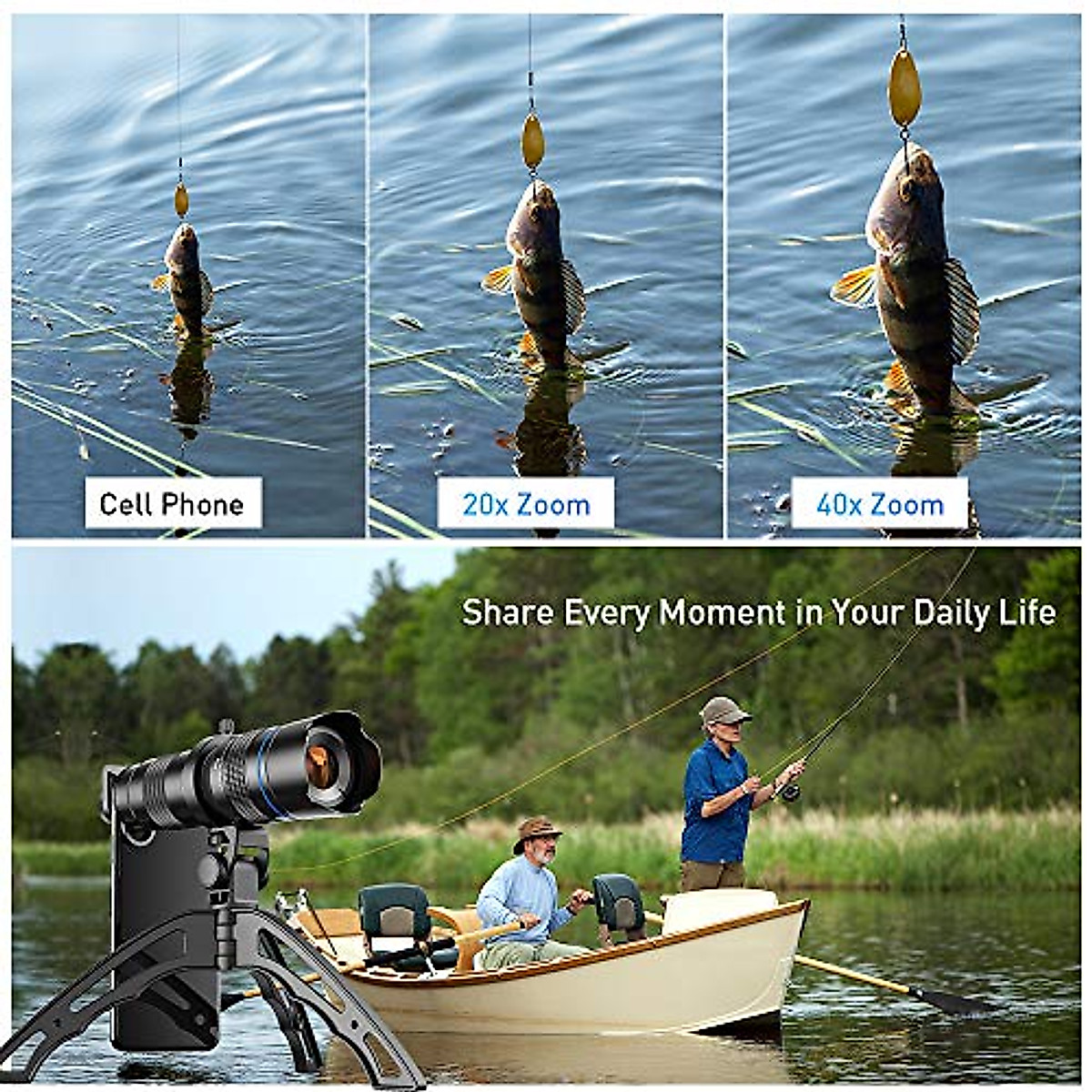 MIAO LAB HD 20-40X Zoom Lens with Tripod Telephoto Mobile Phone Lens Telescope for iPhone13 Samsung Other Smartphones Hunting Camping Sports