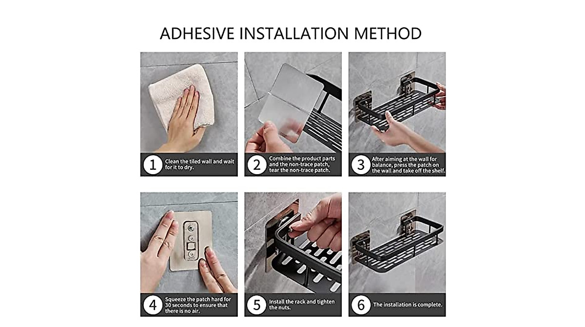 M MINCYCLE Shower Caddy Wall Mount Organizer – Rustproof & No Drilling