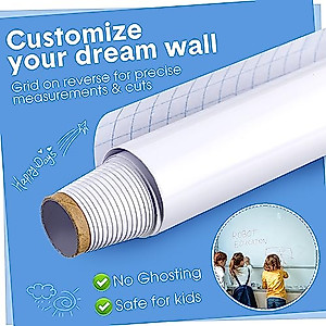 Seajan 6 Pack Dry Erase Whiteboard Sticker Rolls 17.7 x 78.7 Inches White Board Wallpaper Peel and Stick Adhesive Board Wall Decal Dry Erase Contact Paper with 24 Markers for School Office Home