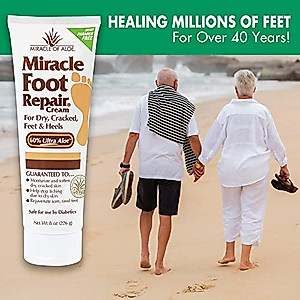Miracle Foot Repair Cream (8 oz) Repairs Dry Cracked Heels and Feet, 60% Pure UltraAloe Moisturizes, Softens, and Repairs