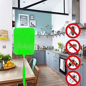 fecobyte 5PCS Telescopic Fly Swatter, Upgraded Manual Heavy Duty Plastic Flyswatter with Extendable Stainless Steel Pole
