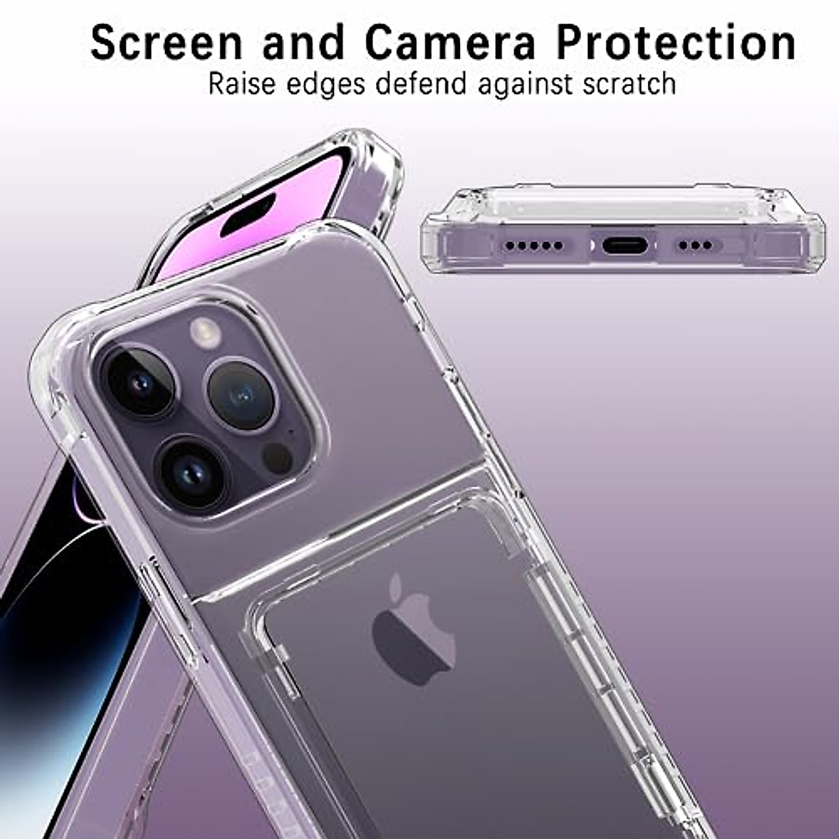 ZIYE for iPhone 14 Pro Max Case with Card Holder,for iPhone 14 Pro Max Wallet Case Store up 4 Credit Card Clear Case Anti-Scratch Shockproof Cover for iPhone 14 Pro Max 5G
