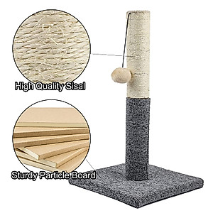 Ahomdoo Cat Scratching Post Cat Scratching Posts for Indoor Cats Natural Sisal Rope Cat Scratchers for Indoor Cats and Hanging Ball Toys