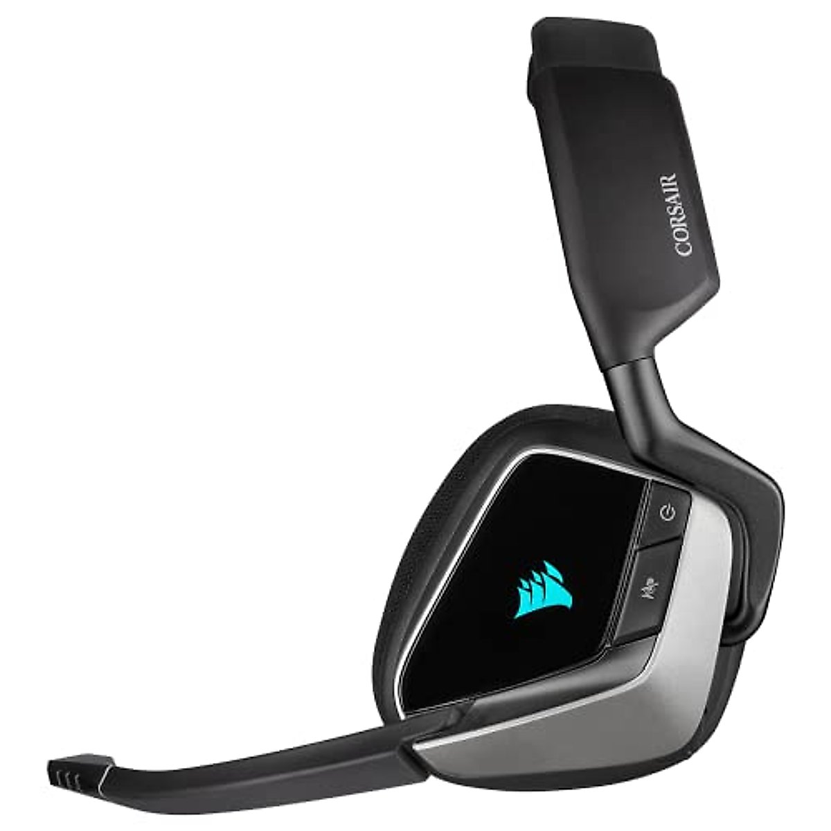 Corsair VOID RGB ELITE Wireless Premium Gaming Headset with 7.1 Surround Sound, Silver Edition (Microfiber Mesh Fabric, Omnidirectional Microphone, Up to 40ft of Range, On-Ear Controls, RGB Lighting)