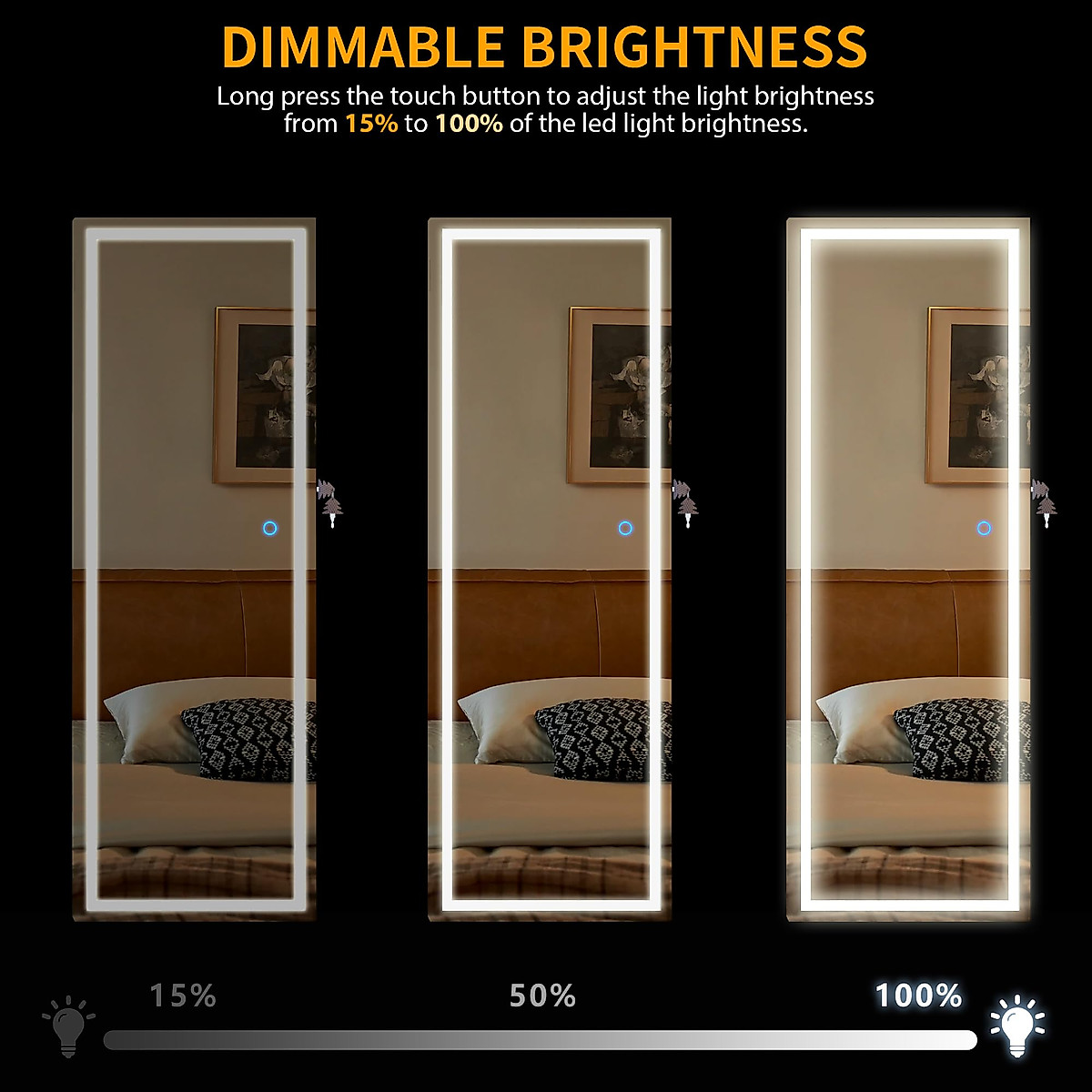 LVSOMT LED Mirror Jewelry Cabinet, Wall/Door Mount Jewelry Organizer Armoire with Lights, Full Length Mirror with Jewelry Storage, Over the Door Hanging Jewelry Cabinet (White)