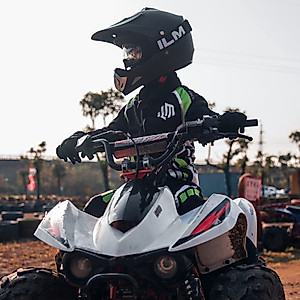 ILM Youth Kids Dirt Bike Helmet ATV Motocross DOT Off-Road Street Helmet Goggles Gloves Full Face Protective Helmet Model BLD-818(Matte Black,Youth-Large)