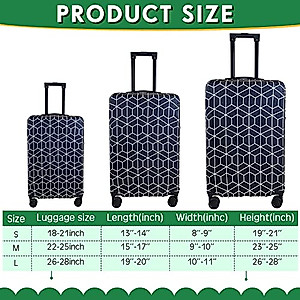 Sanwuta 3 Pcs Luggage Cover Washable Suitcase Protector Luggage Protector Suitcase Cover Anti Scratch Luggage Case Cover Fits 18-28 Inch Luggage, 3 Sizes (Geometric Style)