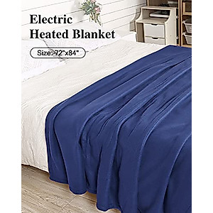 Electric Heated Blanket, 72" x 84" Full Size with 4 Heating Levels, 10H Auto Shut Off, Soft Fleece Warm Heated Blanket, Fast-Heating & Machine Washable - Blue