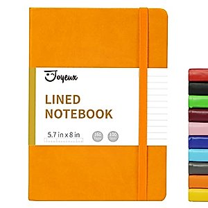 JOYEUX Lined Journal Notebook, 160 Pages Hardcover Journal for Writing, Medium 5.7 inches x 8 inches Notebooks - 100 Gsm Thick A5 Paper (Orange)