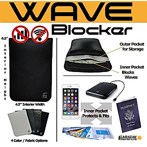 RFID Privacy Bag Black Genuine Leather X-Large Faraday Cage 4.5 x 6.5 Cell Phone, Hard Drive, Key Fob Protection Anti-Tracking Anti-Spying GPS RFID Signal Blocker Pouch Case