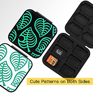 dainslef Switch Game Case Holder for Nintendo Switch Lite, Animal Crossing Leaf Switch Games Holder with 12 Game Storage and 12 Micro SD Card Slots for Nintendo Switch Game