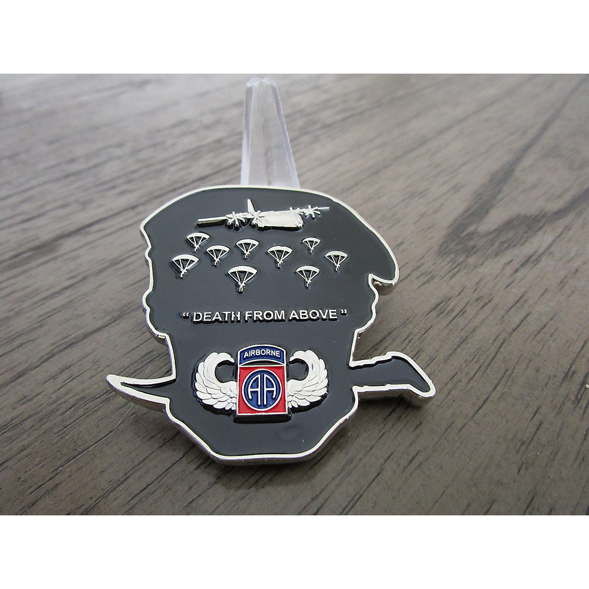 Oneworldtreasures United States Army 82nd Airborne Division Beret Skull Death from Above Challenge Coin