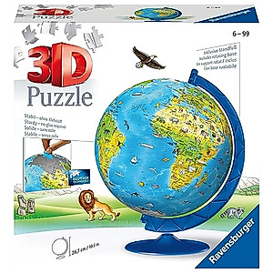 Ravensburger Children's World Globe 180 Piece 3D Jigsaw Puzzle | Easy Click Technology | Displayable Art | Perfect for Kids and Adults | 10.5 in Diameter
