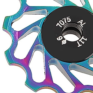 Oumefar Bicycle Rear Derailleur Wheel, 11T Rear Jockey Wheel Anodizing CNC Iron Cutting Metal Bearing Ceramic Ball Labor Saving for Road Bikes Sportinggoods